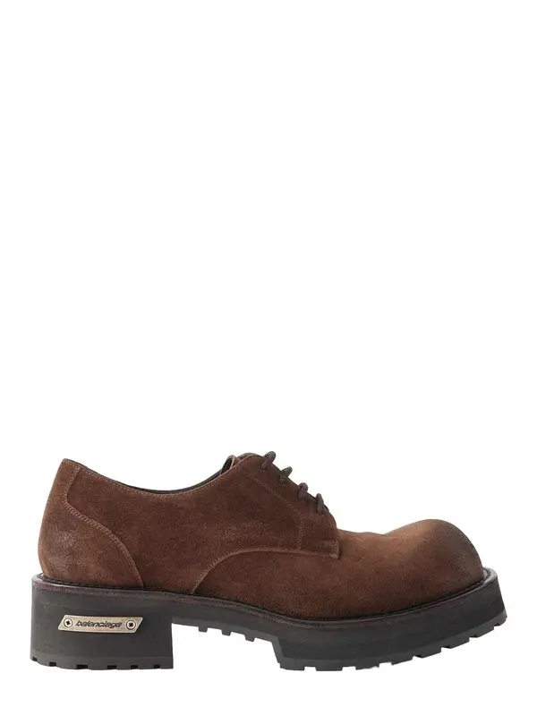 Balenciaga Venom Waxed-suede Oxford Shoes - Brown