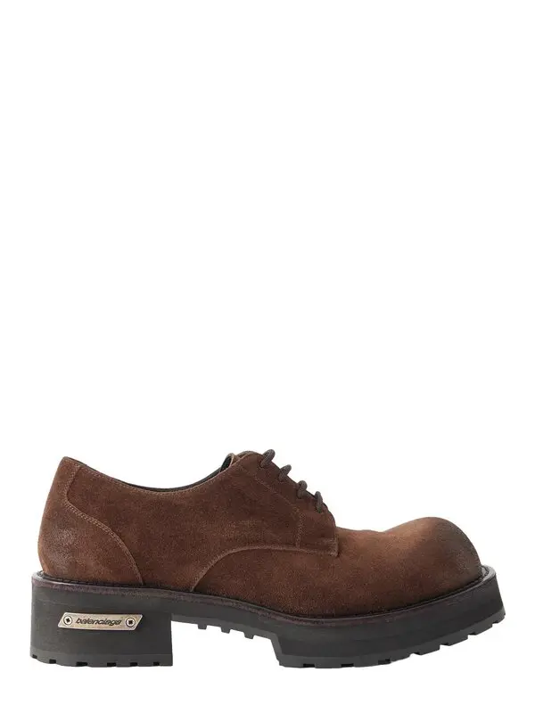 Balenciaga Venom Waxed-suede Oxford Shoes - Brown