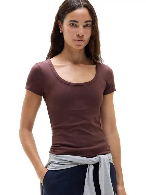 Athleta Signature Rib Scoop Tee - Nocturnal