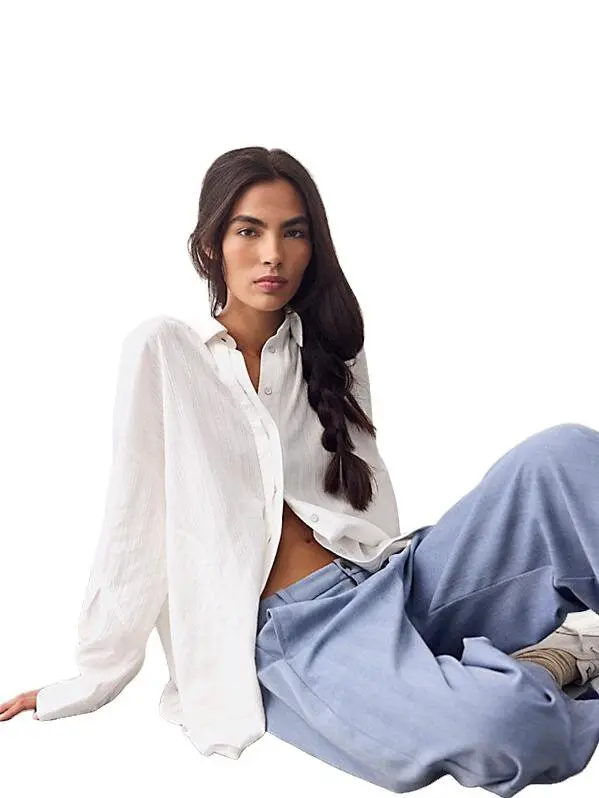 Free People We The Free Selene Dobby Button Down - Ivory