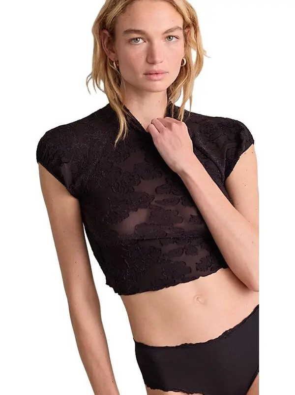 Free People Night Shift Crop Top - Black