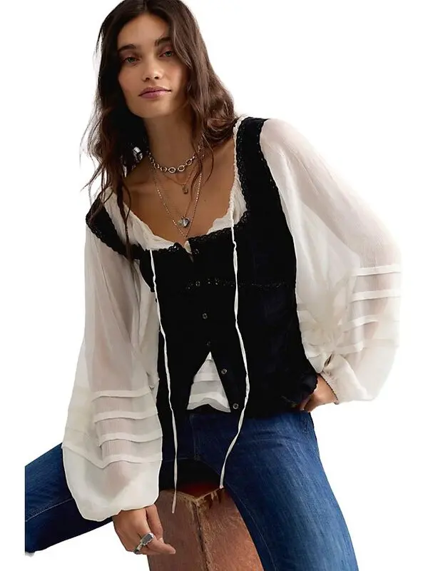 Free People Jennie Corduroy Top - Black