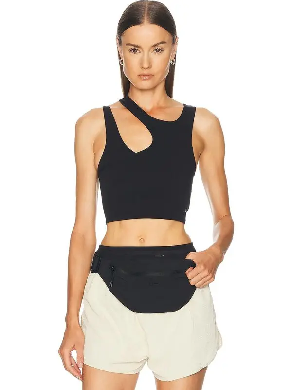 On Studio Asymmetrical Cut Out Crop Top - Black