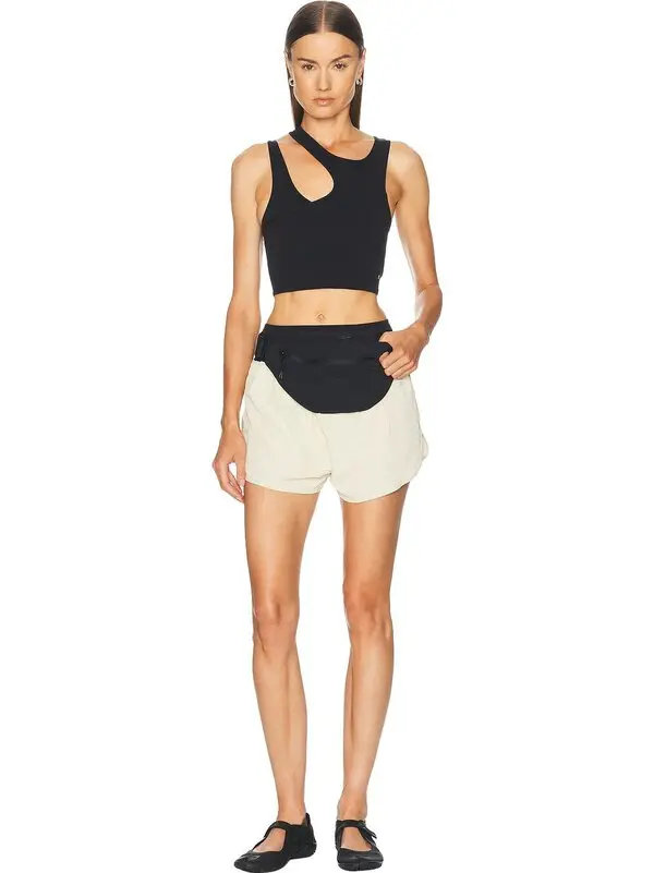 On Studio Asymmetrical Cut Out Crop Top - Black