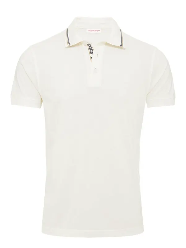 Orlebar Brown And Tripe Tipping Collar Claic Fit Polo Hirt - White