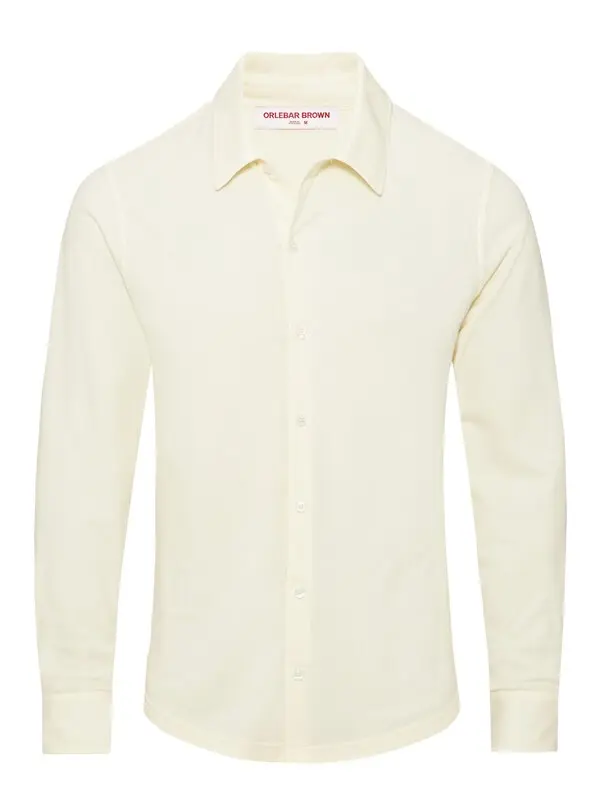 Orlebar Brown Tailored Fit Classic Collar Cotton Pique Shirt In Cashew - Beige