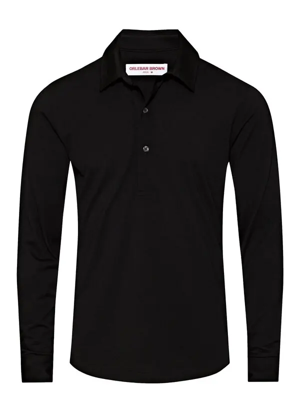 Orlebar Brown Tailored Fit Long-sleeve Merino Polo Shirt - Black