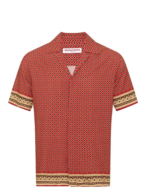 Orlebar Brown Relaxed Fit Capri Collar Olmio Print Hirt In Ummer - Red