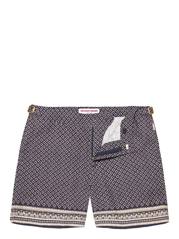 Orlebar Brown Night Iris Solmio Print Mid-length Linen Shorts - Blue