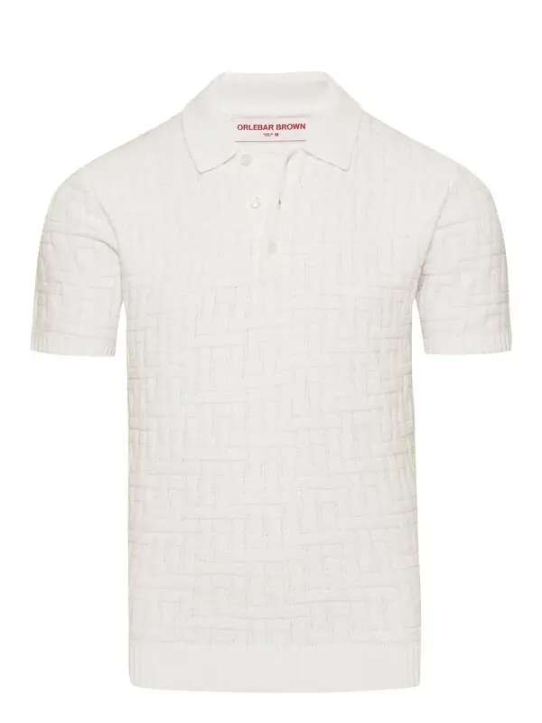 Orlebar Brown Taiored Fit Jacquard Bouce Organic Cotton Poo Shirt - Thasos Beach