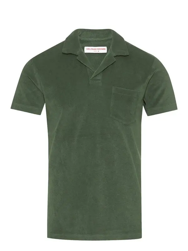 Orlebar Brown Tailored Fit Cotton Towelling Polo Hirt In Amazonian - Green