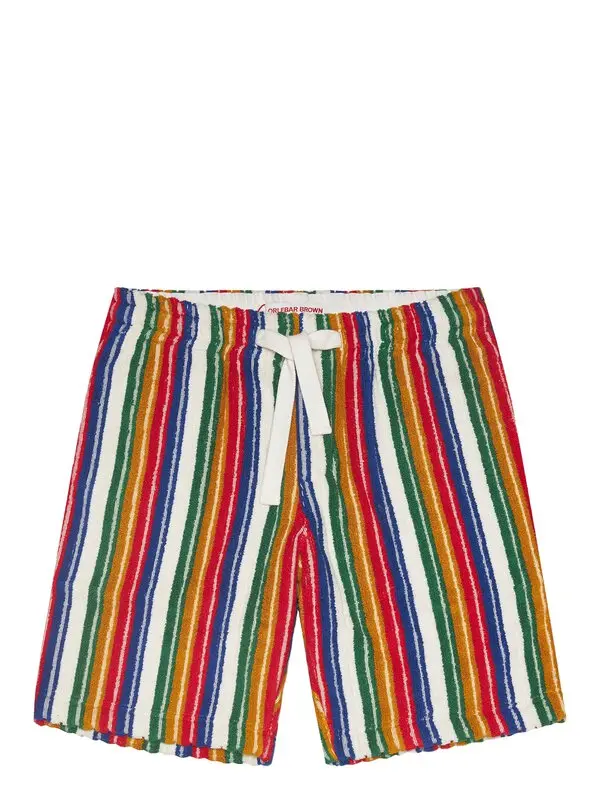Orlebar Brown Classic Fit Stripe Jacquard Cotton Towelling Sweat Shorts In Multicolour - Multicoloured