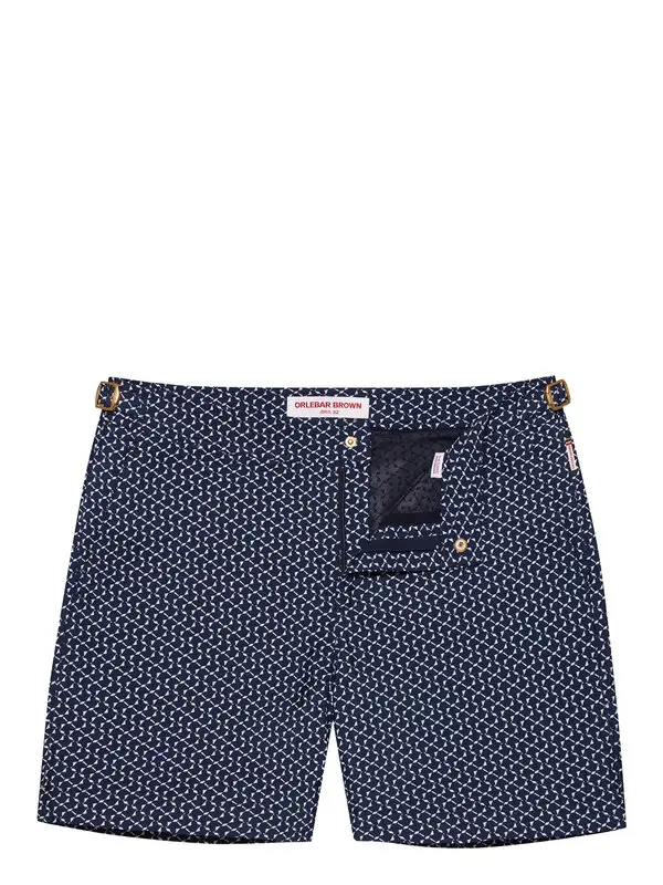 Orlebar Brown Mid-length Origami Jacquard Swim Shorts In Night Iris - Blue