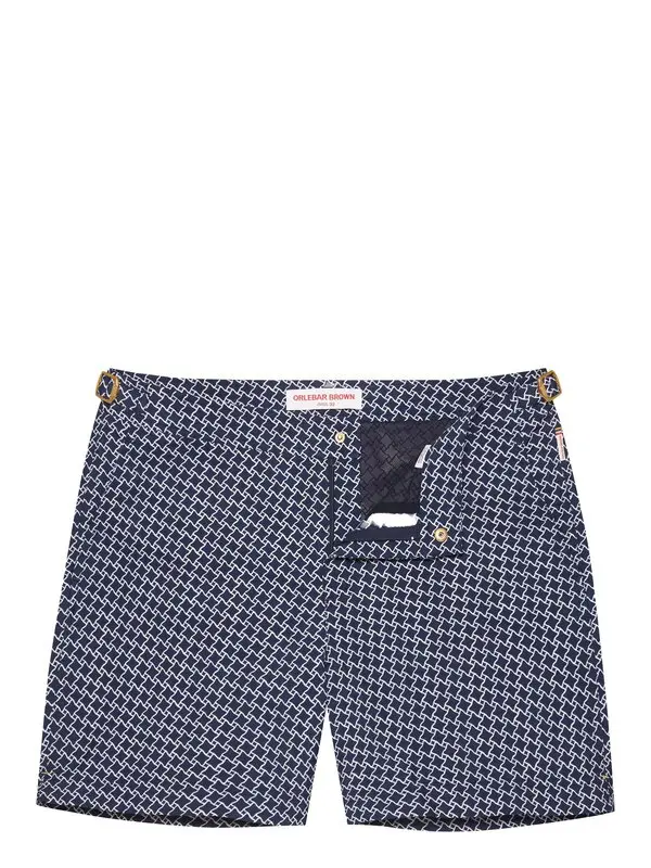 Orlebar Brown Mid-length Geo Jacquard Swim Shorts In Night Iris - Blue