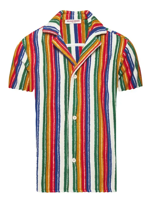 Orlebar Brown Relaxed Fit Capri Collar Jacquard Stripe Cotton Towelling Shirt In Multicolour - Multicoloured