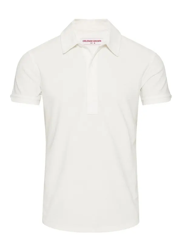 Orlebar Brown Tailored Fit Cotton Towelling Polo Hirt - White
