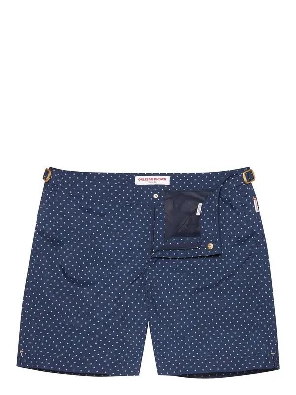 Orlebar Brown Mid-length Polka Dot Print Swim Shorts In Night Iris - Blue