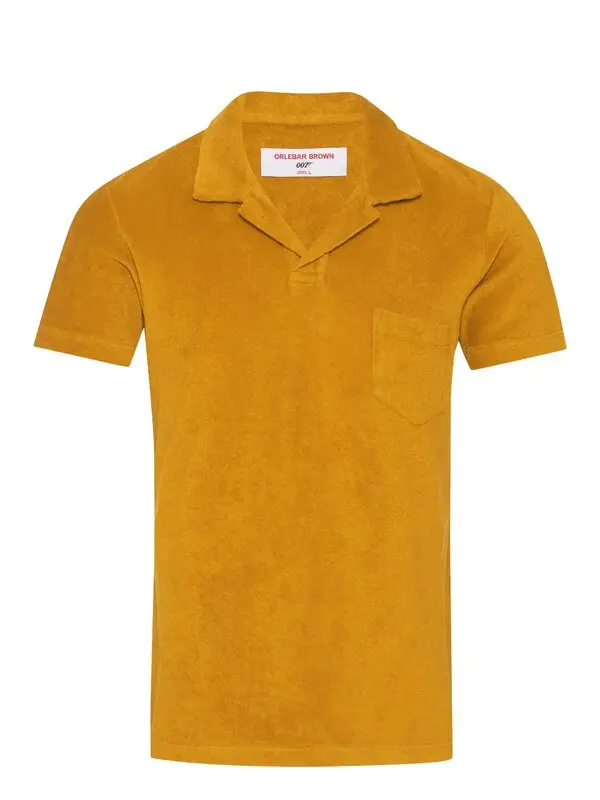 Orlebar Brown Tailored Fit Cotton Towelling Polo Hirt - Gold