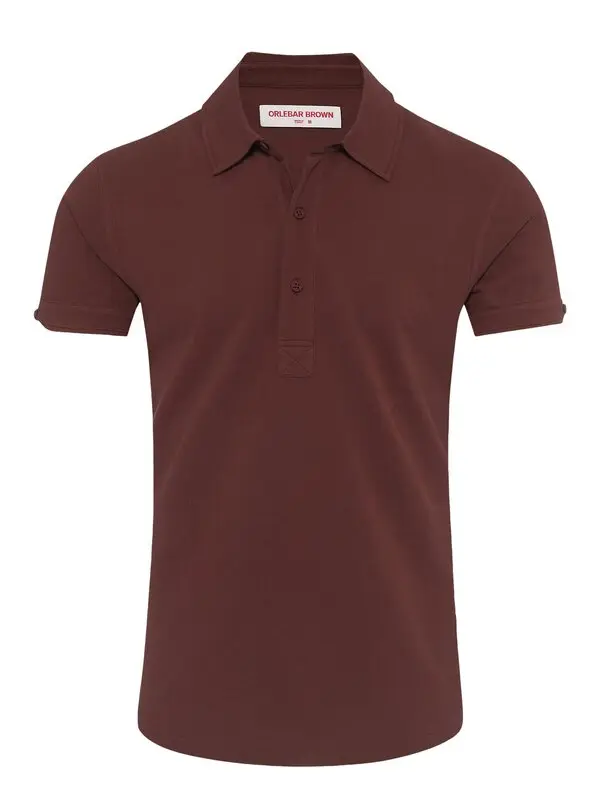 Orlebar Brown Tailored Fit Pique Polo Shirt In Damson - Purple