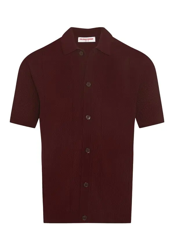 Orlebar Brown Classic Fit Capri Collar Pique Knit Shirt In Damson - Purple