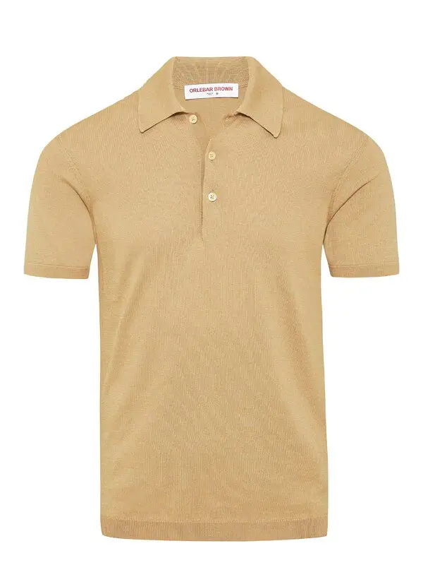 Orlebar Brown Tailored Fit Cotton Cahmere Polo Hirt - Biscuit