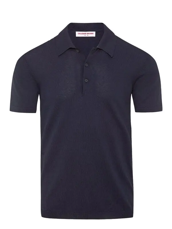 Orlebar Brown Tailored Fit Cotton Cahmere Polo Hirt In Night Iri - Blue