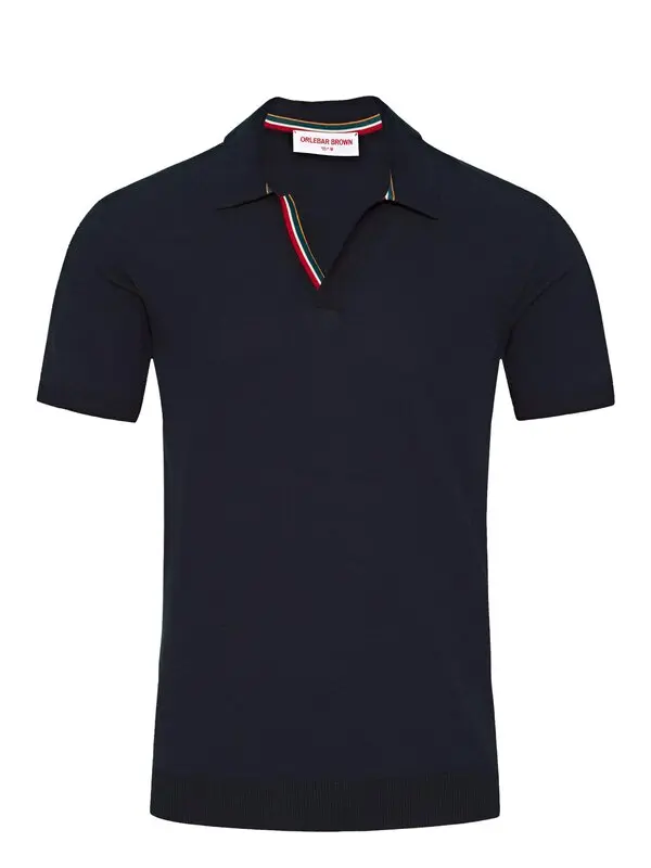 Orlebar Brown Tailored Fit Ob Stripe Tipping Organic Cotton Polo Shirt In Night Iris - Blue