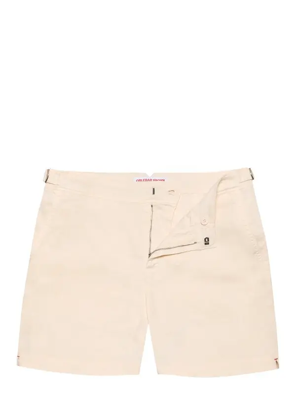 Orlebar Brown Mid-length Gart Dye Linen-blend Shorts In Champage - Navy