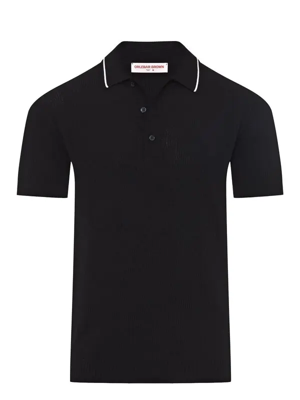 Orlebar Brown Night Iris Tailored Fit Rib Stitch Polo Shirt - Blue