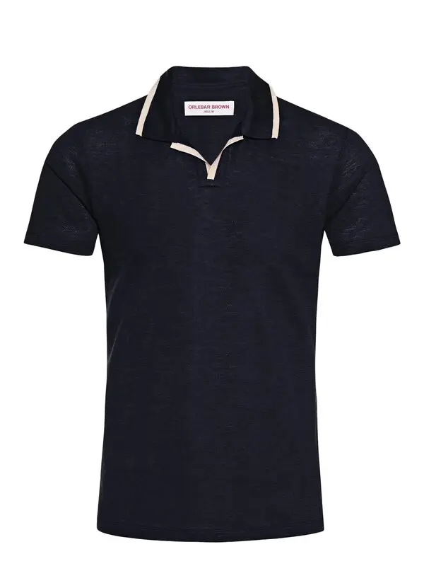 Orlebar Brown Resort Collar Linen Pique Polo Shirt In Night Iris - Blue
