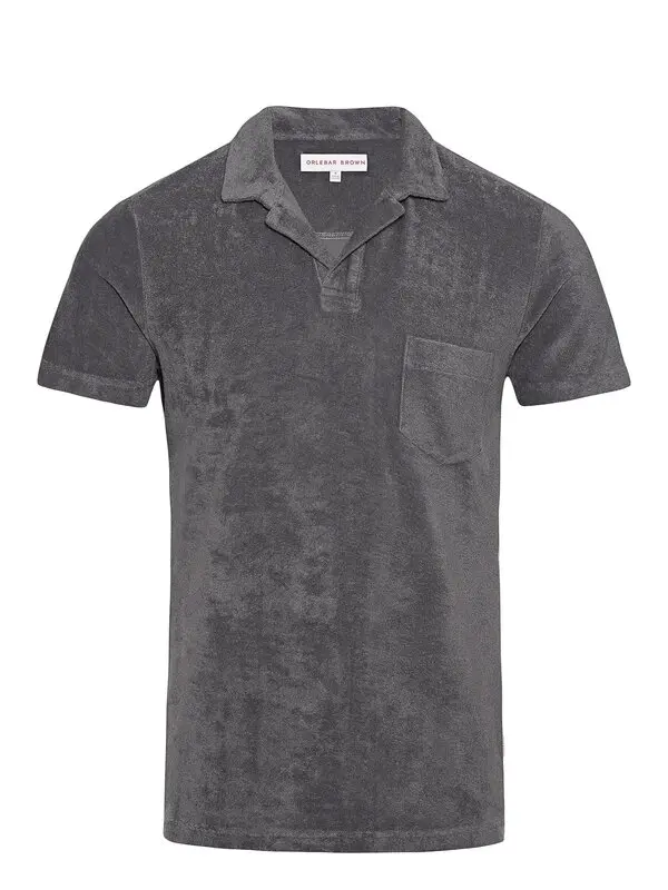 Orlebar Brown Granite Towelling Polo Shirt - Grey