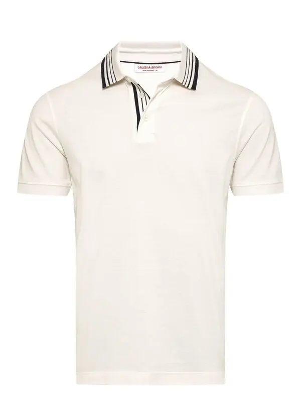 Orlebar Brown Classic Fit Border Stripe Polo Shirt In Sand - White