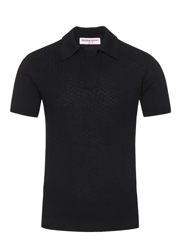 Orlebar Brown Tailored Fit Tile Silk-cotton Polo Shirt In Night Iris - Blue