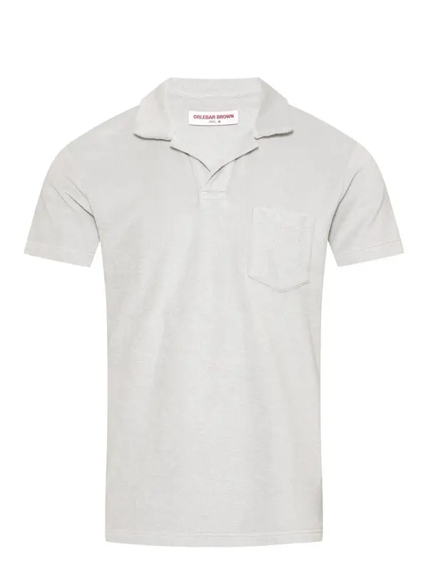 Orlebar Brown Organic Cotton Towelling Polo Shirt - White Jade