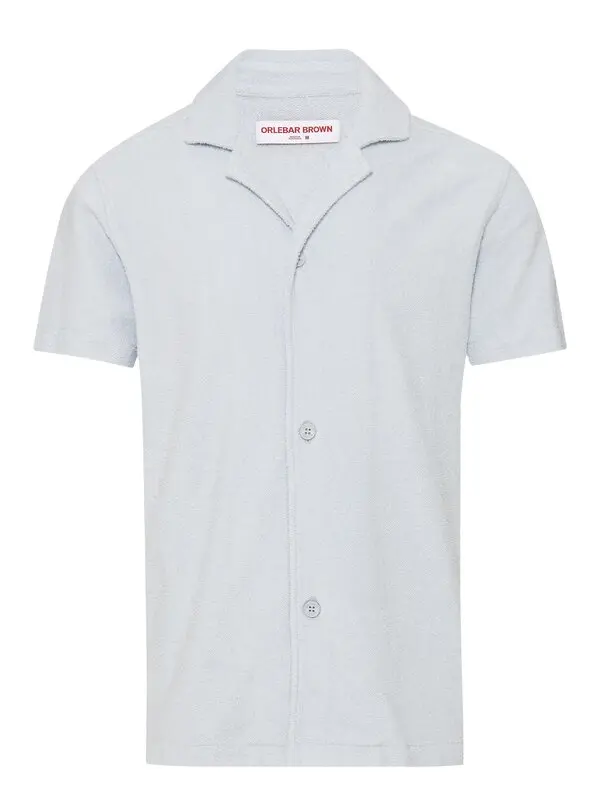 Orlebar Brown Relaxed Fit Capri Collar Cotton Towelling Hirt In Colour - Light Sky Pool