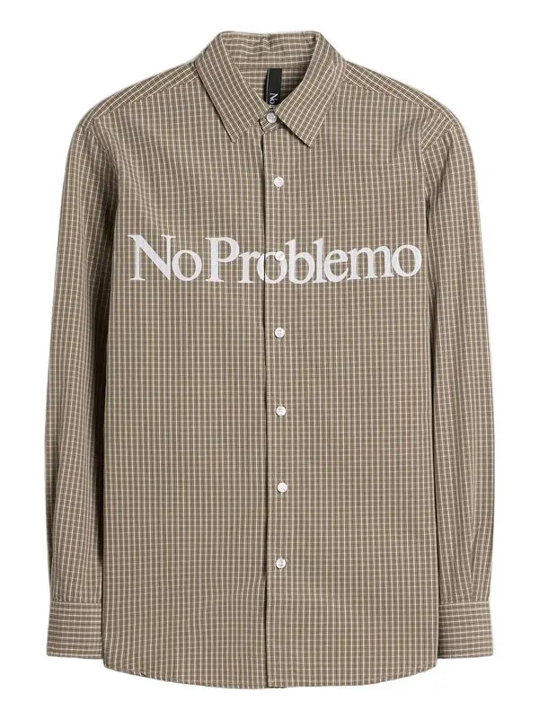 NO PROBLEMO Poplin Ls Shirt - Brown