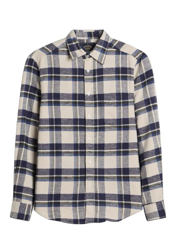 Portuguese Flannel Ecca Flannel Check Shirt - Ecru/navy