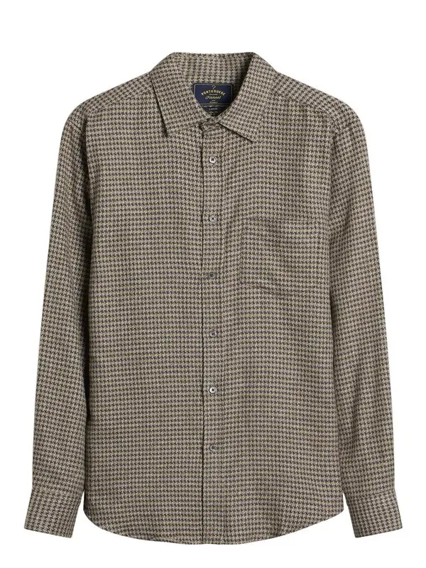 Portuguese Flannel Abstract Houndstooth Shirt - Charcoal