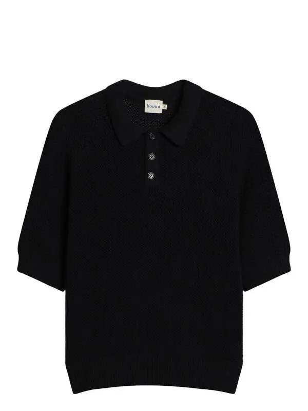BOUND Crochet Knit Polo - Black
