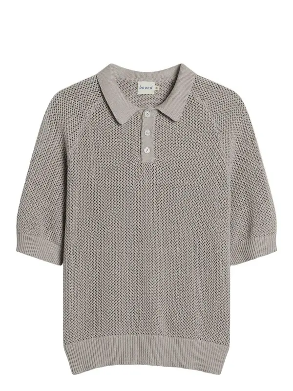 BOUND Crochect Knit Polo - Stone