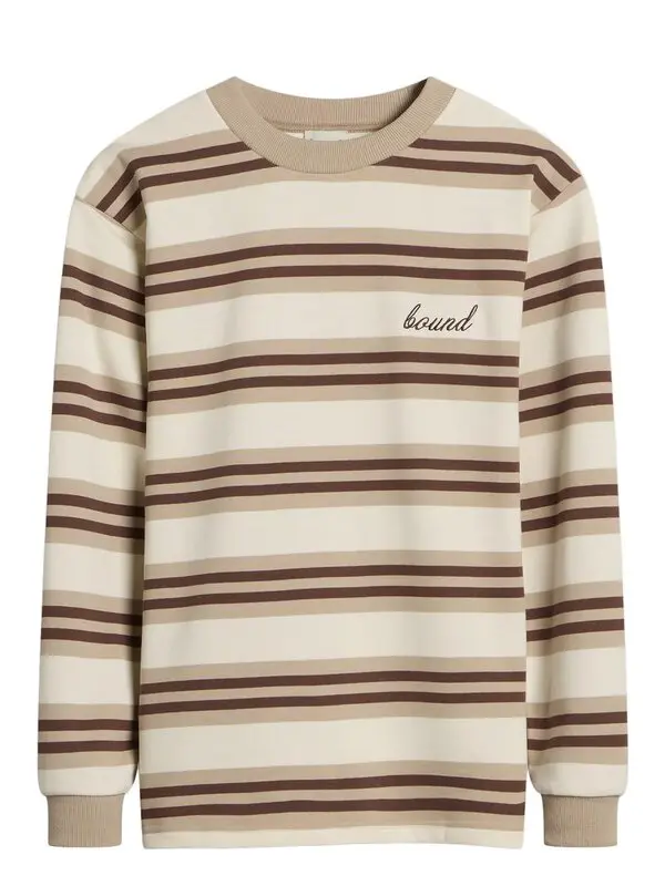 BOUND Stripe Long Sleeve T-shirt - Latte