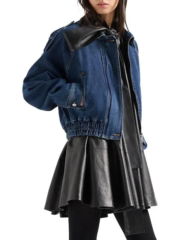 7 For All Mankind Denim Aviator Jacket - Radar