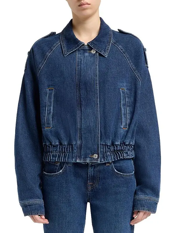 7 For All Mankind Denim Aviator Jacket - Radar