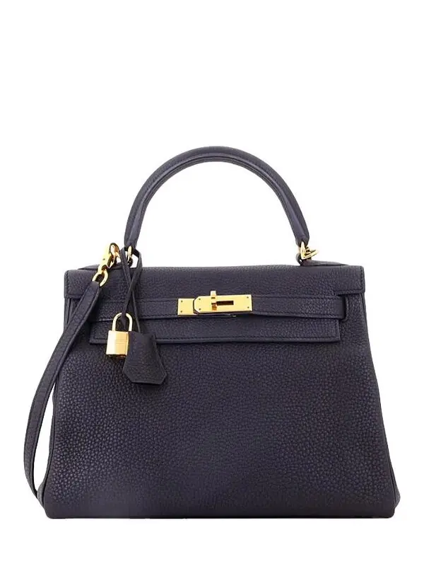 Hermès Kelly 28 Handbag Black Togo With Gold Hardware - Noir