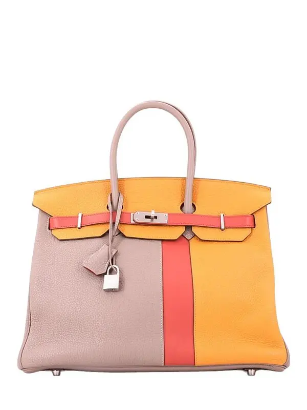 Hermès Birkin 35 Handbag Cascade Tricolor Clemence And Swift With Brushed Palladium Hardware - Multi
