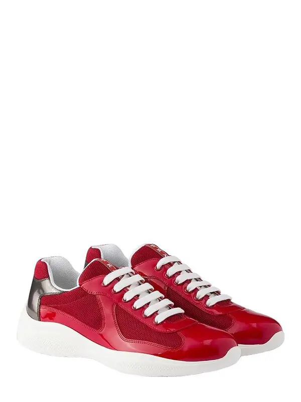 Prada Patent Leather And Technical Fabric America's Cup Sneakers - Red/anthracite