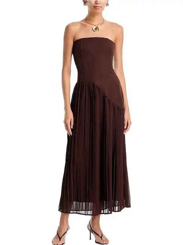 Aqua Strapless Curved Seam Maxi Dress Exclusive - Brown
