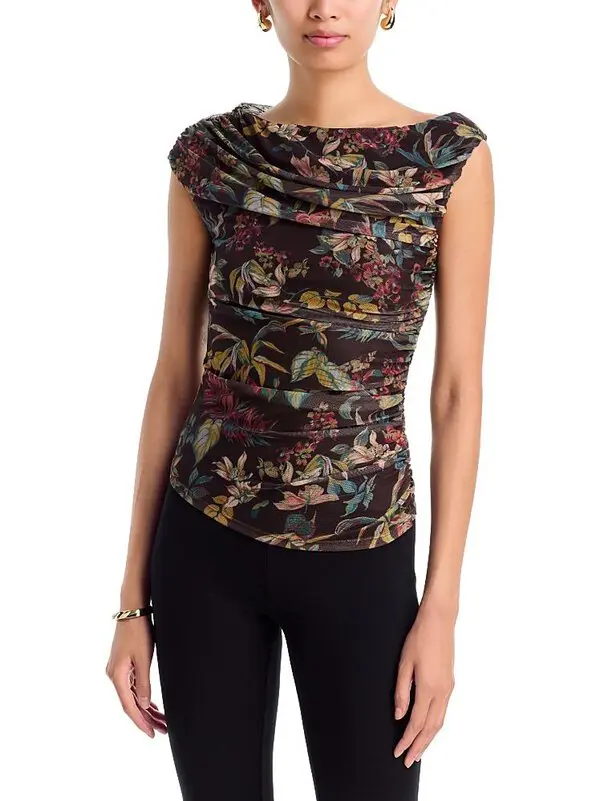 Aqua Draped Mesh Sleeveless Top Exclusive - Multi