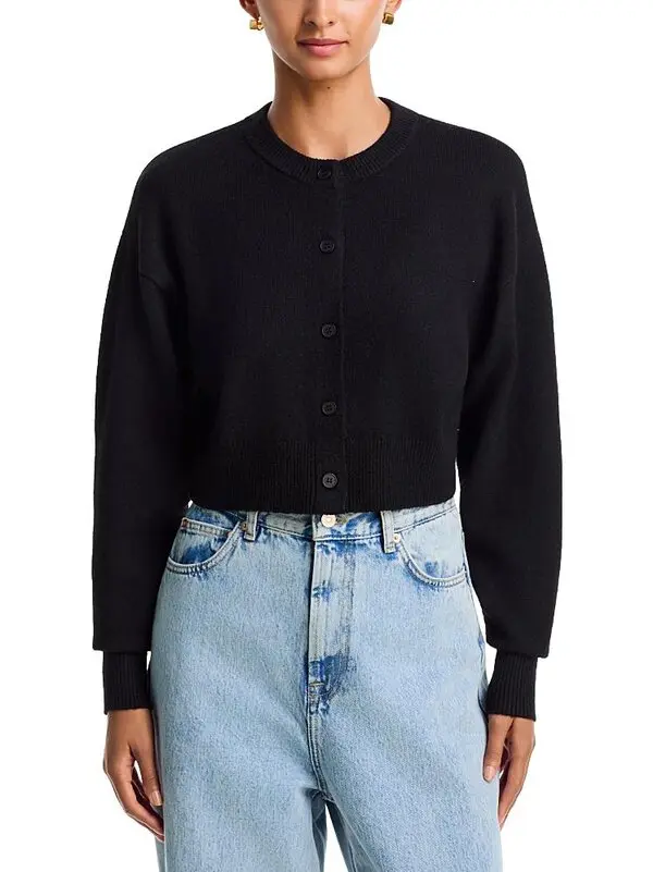 Aqua Neave Cropped Dropped Shoulder Cardigan Exclusive - Black