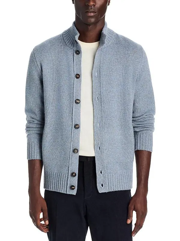 SLOWEAR Marble Wool Stand Collar Button Sweater - Medium Grey